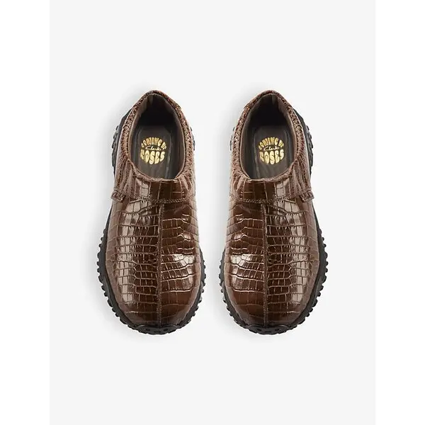 Martine Rose X Clarks Croc-Embossed Leather Clogs - Brown Croc Lea